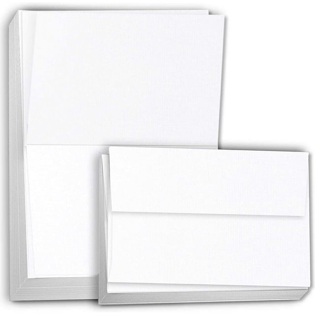 Hamilco Linen Card Stock Folded Blank Cards with Envelopes 5x7 - Scored ...