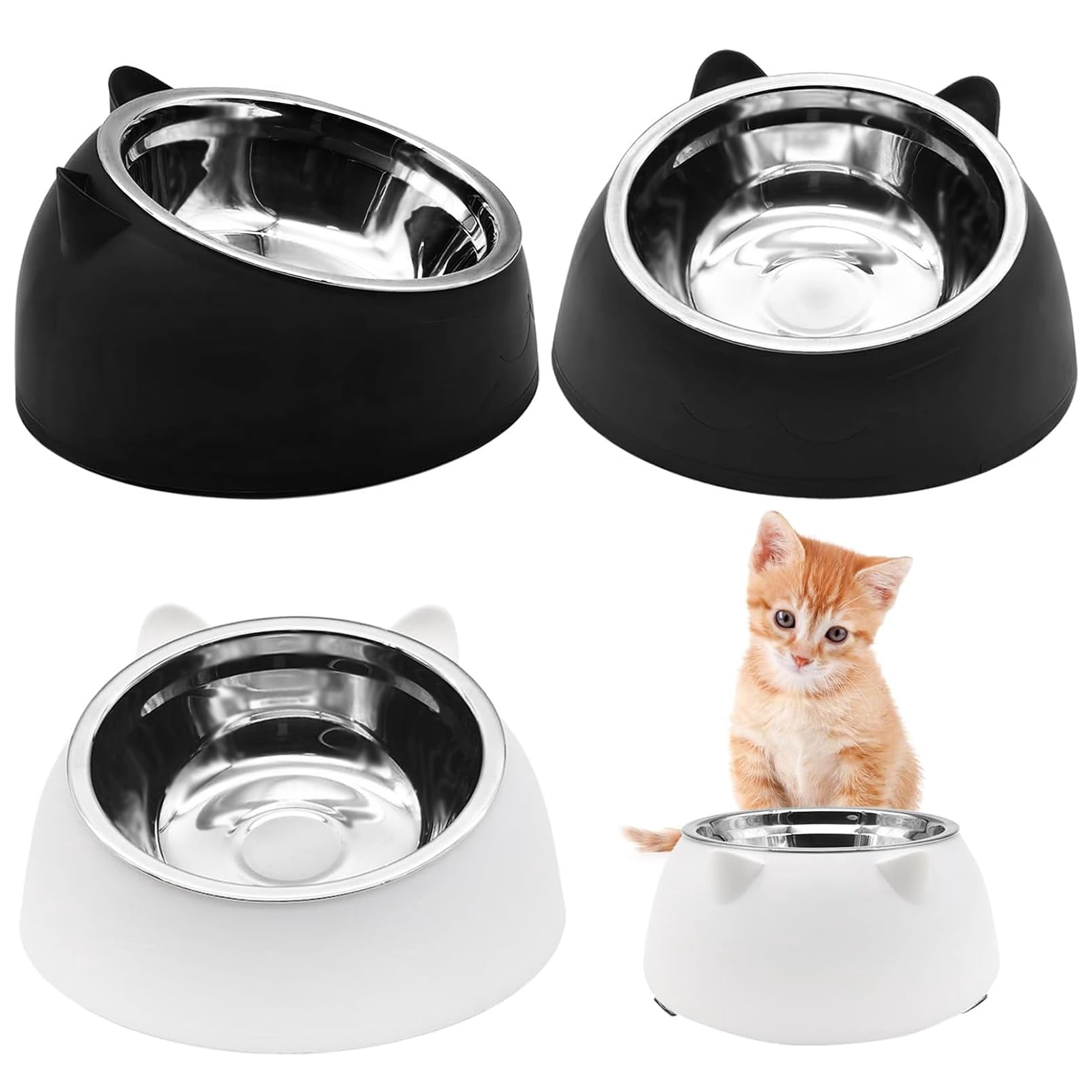 Hamiledyi Raised Cat Bowls DPF11 4 PCS - 15° Tilted Stainless Steel ...