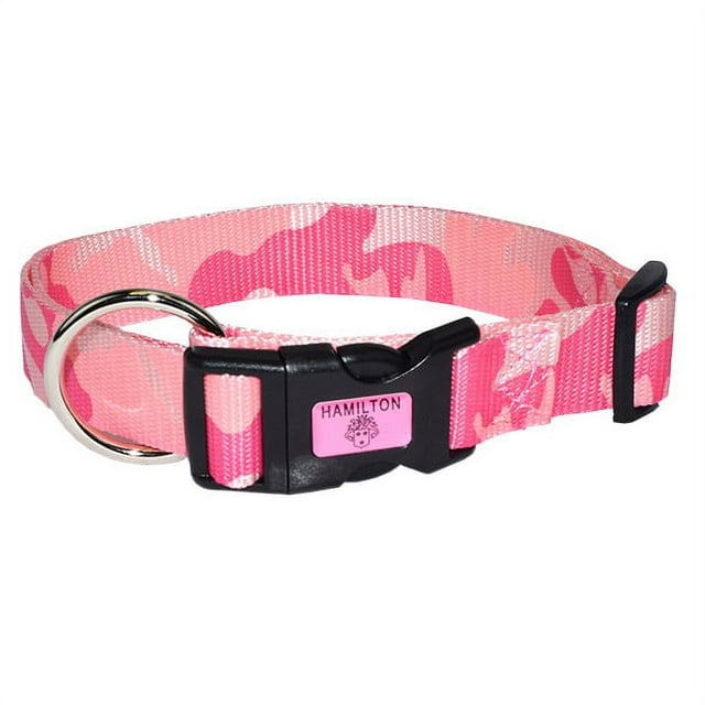 Hamilton 1" Adjustable Dog Collar fits 18"- 26", Large, Pink Camo Nylon ...