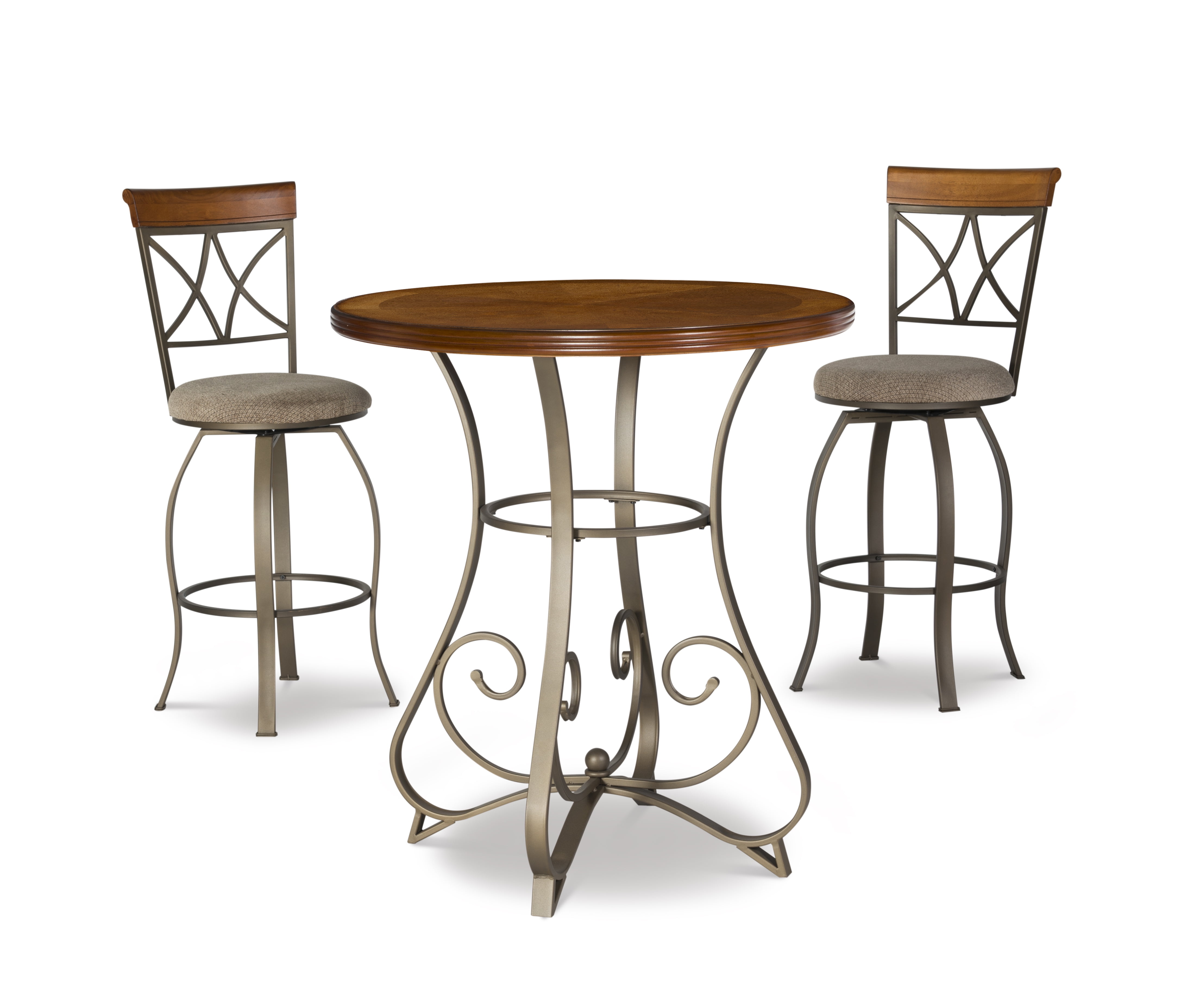 Powell 3 Piece Hamilton Pub Set, Cherry (Table and 2 Swivel Bar Stools ...