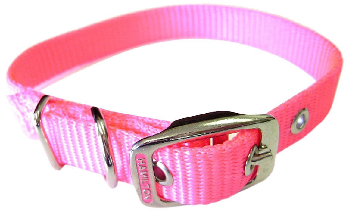 Hamilton 5/8" Single Thick Nylon Deluxe Dog Collar, 12 inch, Hot Pink ...