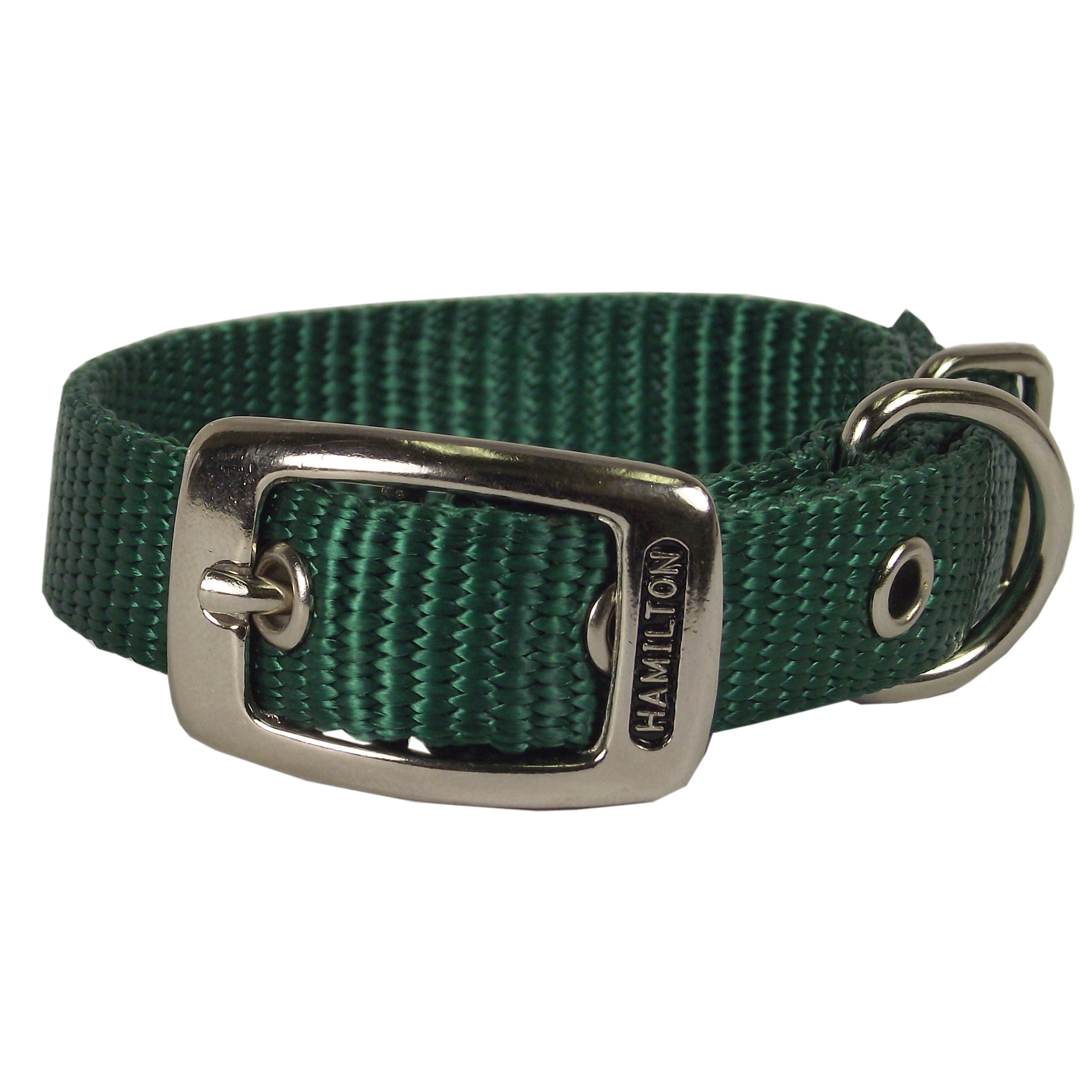 Hamilton 5/8" Single Thick Nylon Deluxe Dog Collar, 18 inch, Dark Green ...
