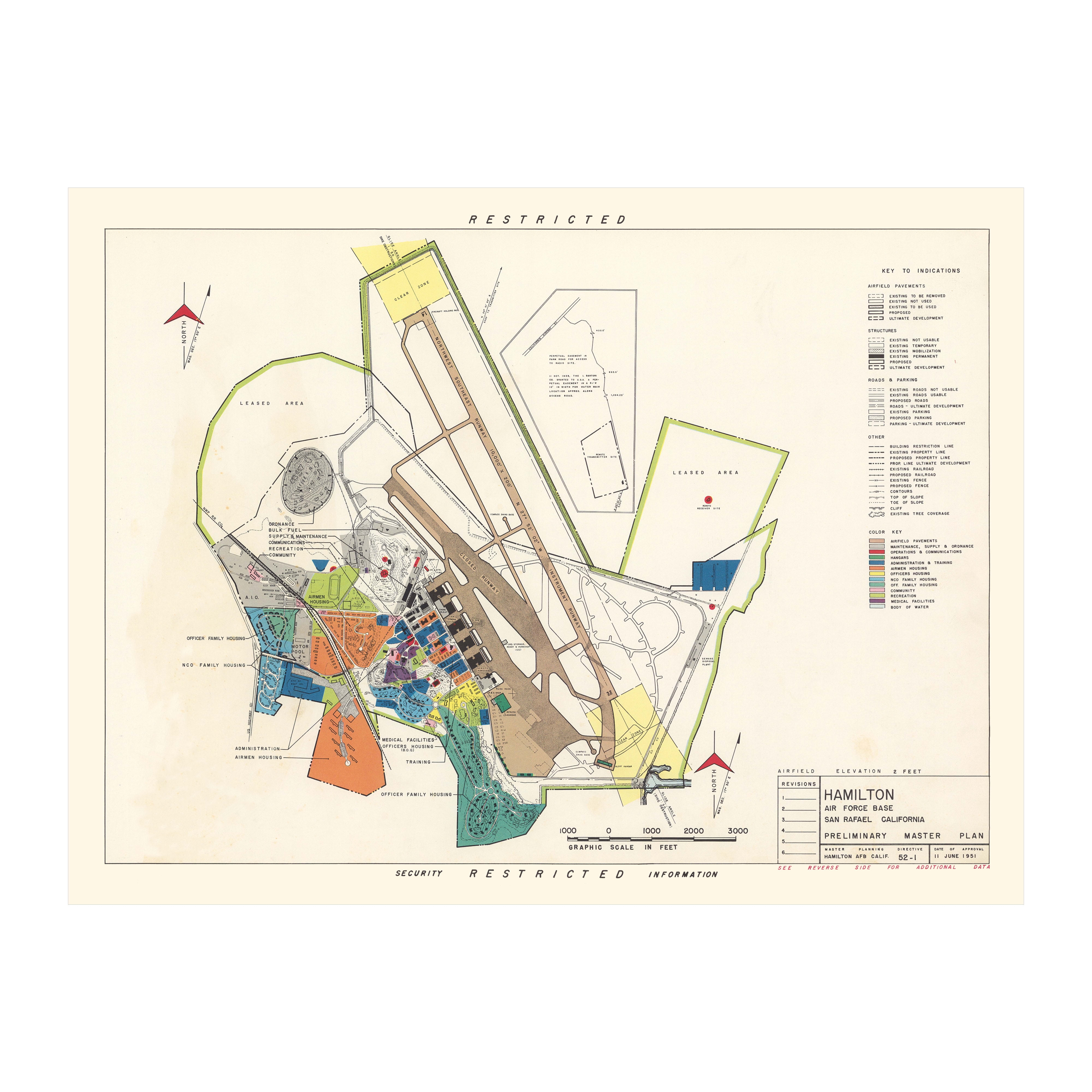 Hamilton Air Force Base Art, 1951 Vintage Map of Hamilton Air Force ...