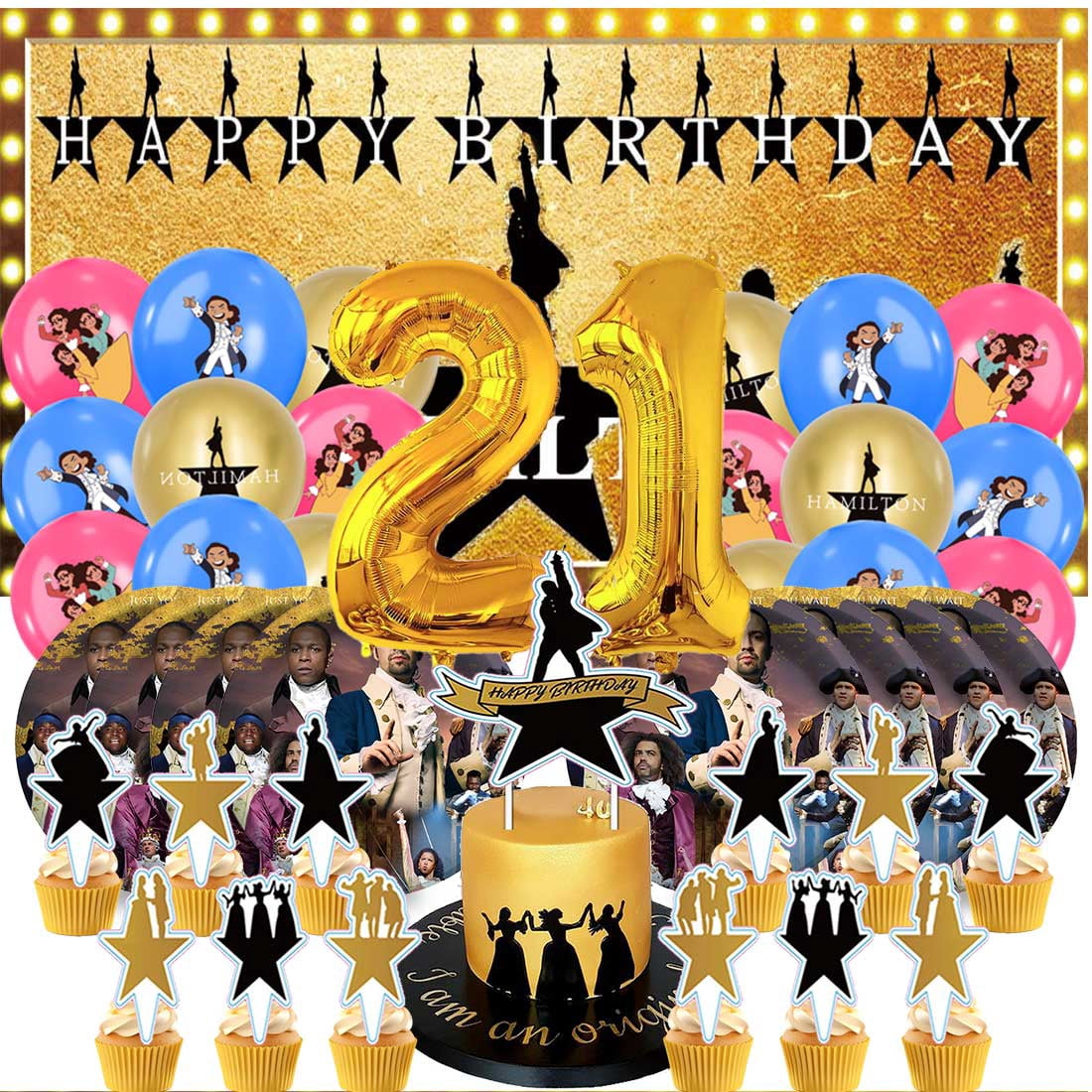 Hamilton Balloons Party Supplies 21th Decor Tableware Birthday Cake ...