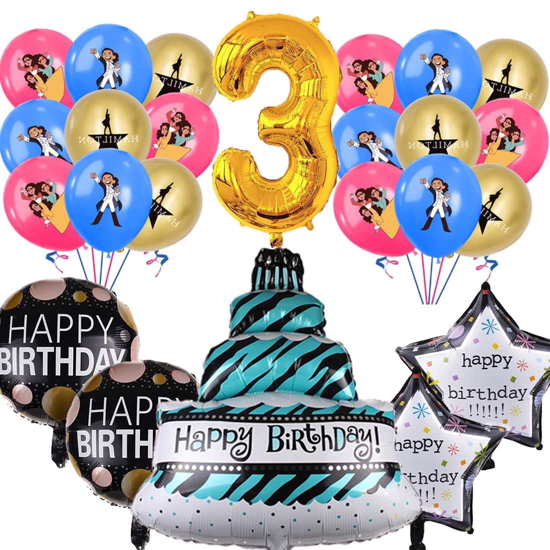 Hamilton Balloons Party Supplies 3rd Big Number Decorations Decor Kit ...