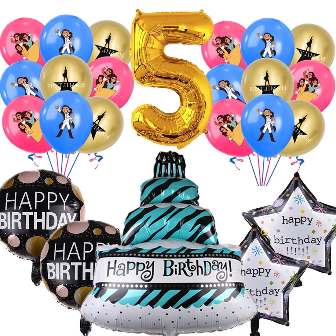 Hamilton Balloons Party Supplies 5th Big Number Decorations Decor Kit ...