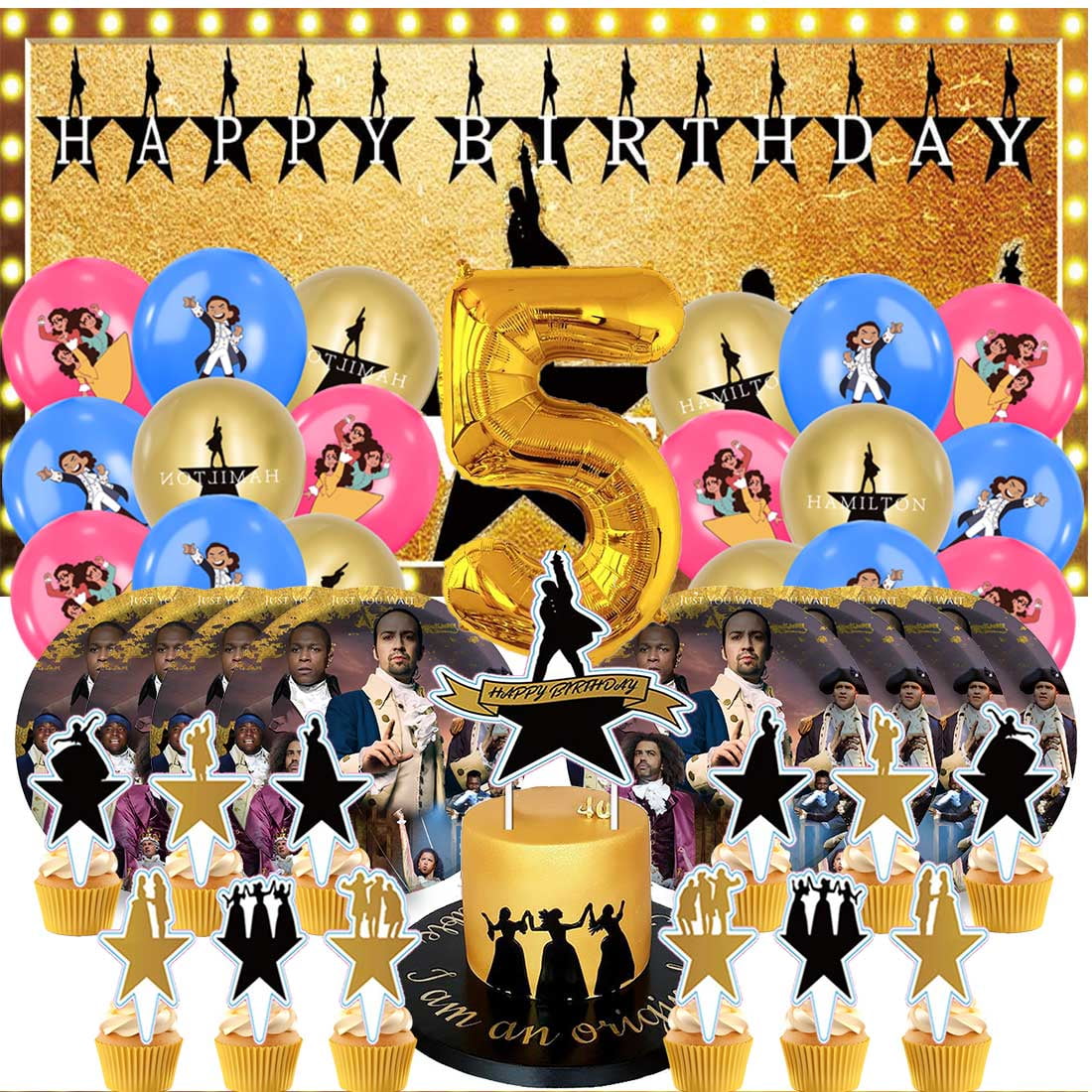 Hamilton Balloons Party Supplies 5th Decor Tableware Birthday Cake ...