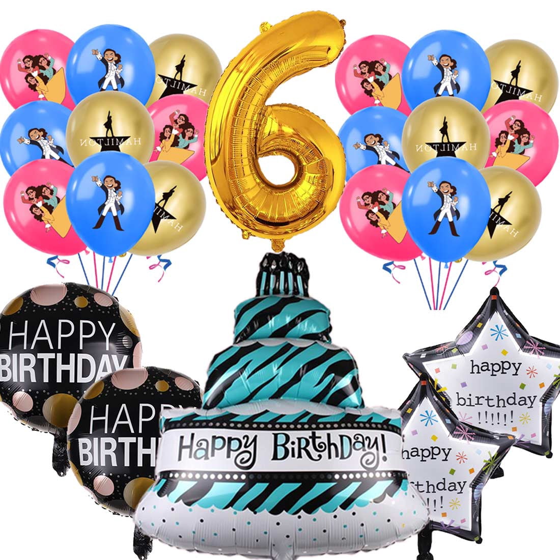 Hamilton Balloons Party Supplies 6th Big Number Decorations Decor Kit ...
