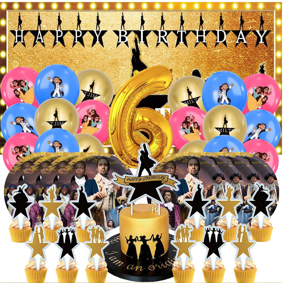 Hamilton Balloons Party Supplies 6th Decor Tableware Birthday Cake ...