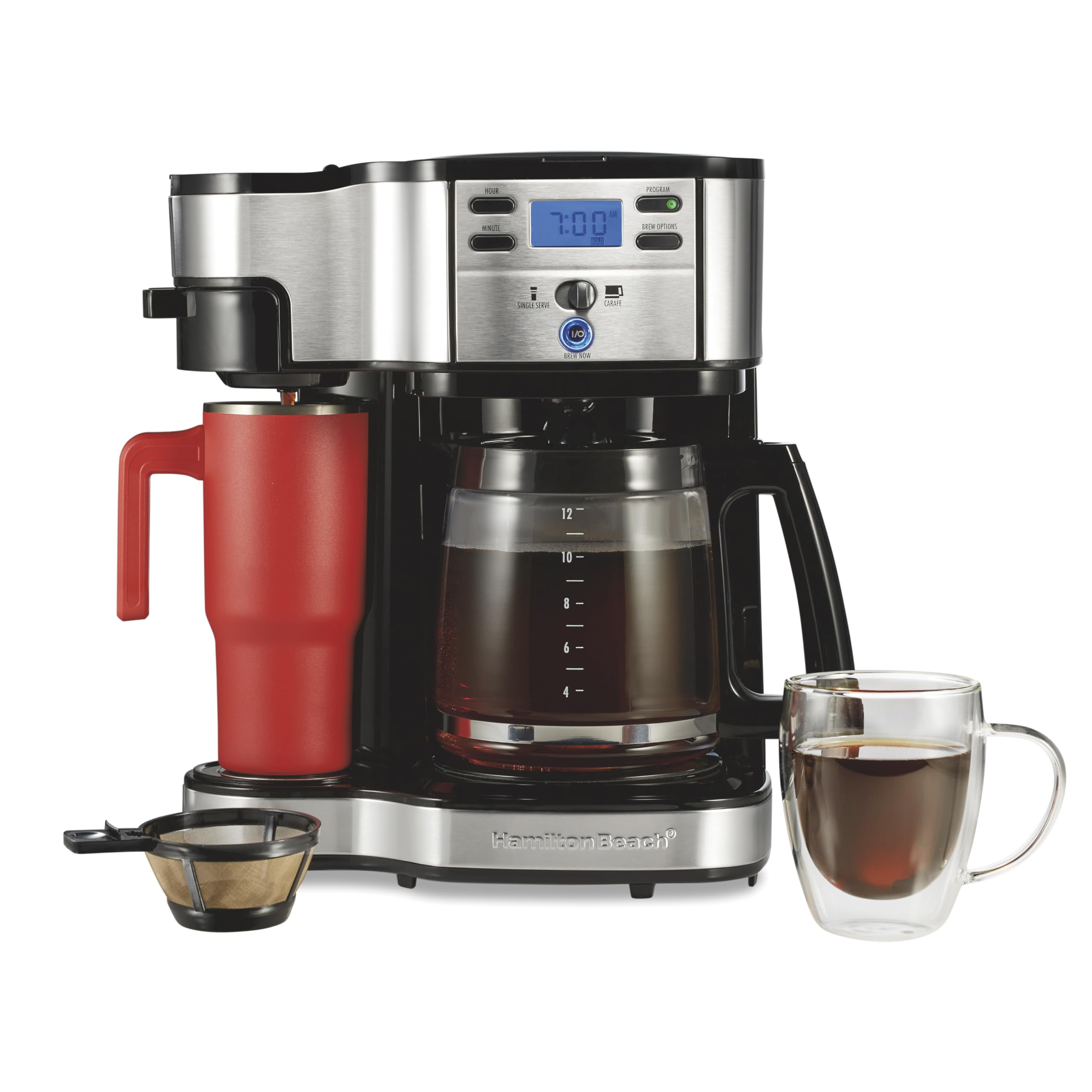 Hamilton Beach 2-Way Programmable Coffee Maker, 12 Cup Glass Carafe And ...