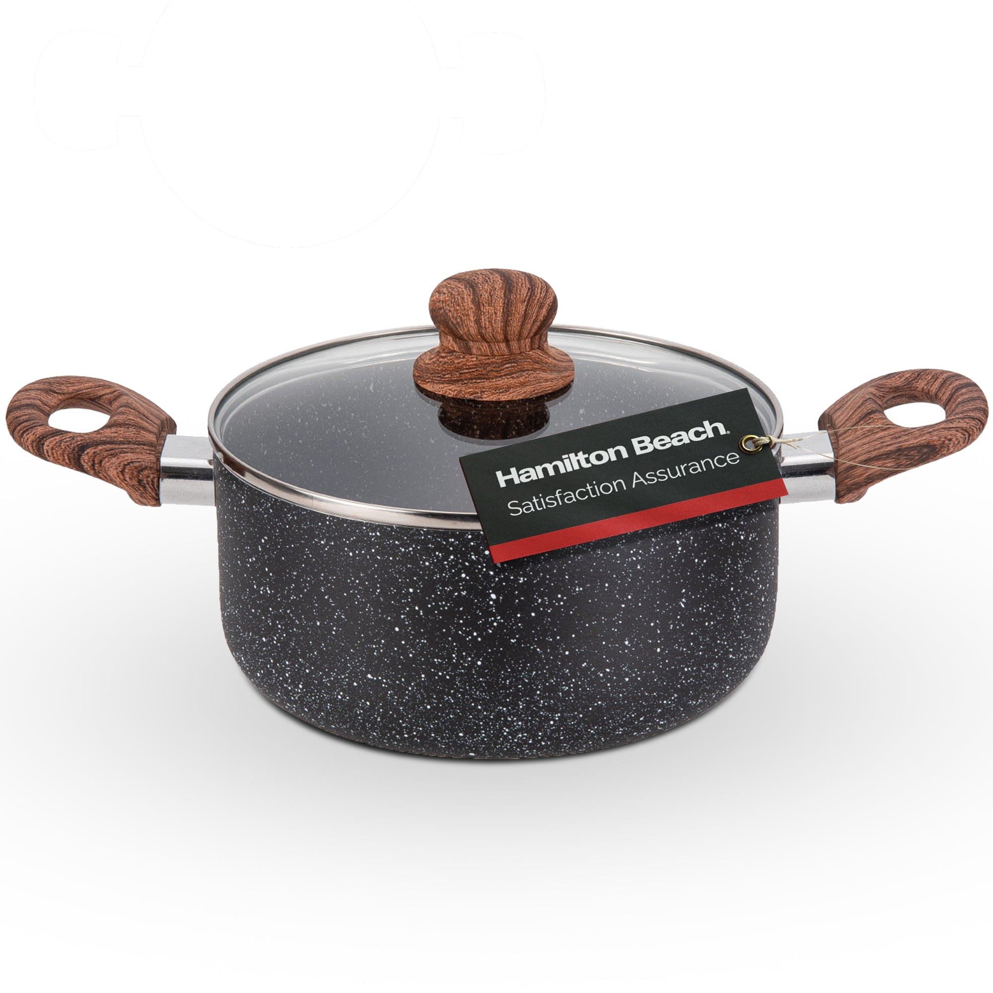 Hamilton Beach 5 Quart Nonstick Marble Coating Even Heating Round Dutch ...