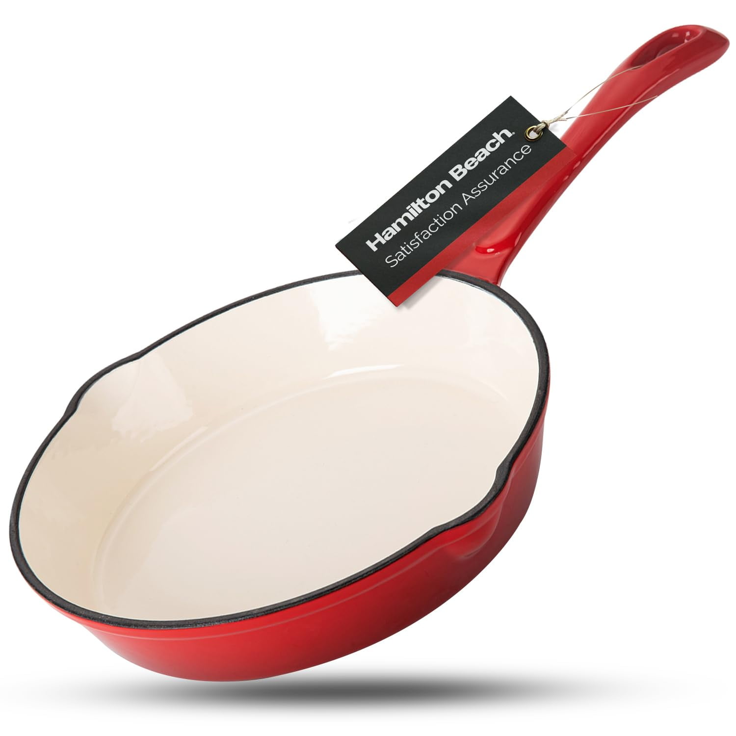 Hamilton Beach 8 Inch Enameled Solid Cast Iron Frying Pan Skillet, Red ...