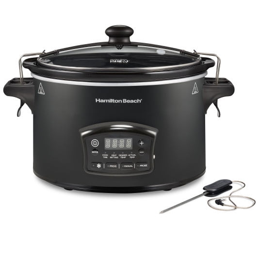 Hamilton Beach Defrost & Go Programmable Slow Cooker, Temperature Probe ...