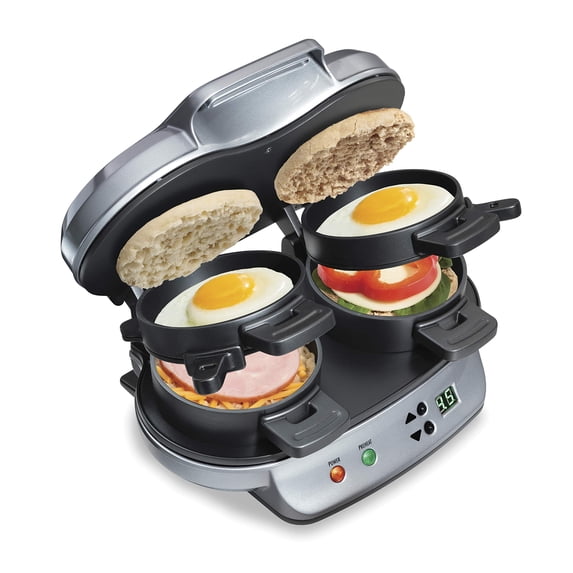 Hamilton Beach Dual Breakfast Sandwich Maker with Timer, Ready in 5 ...
