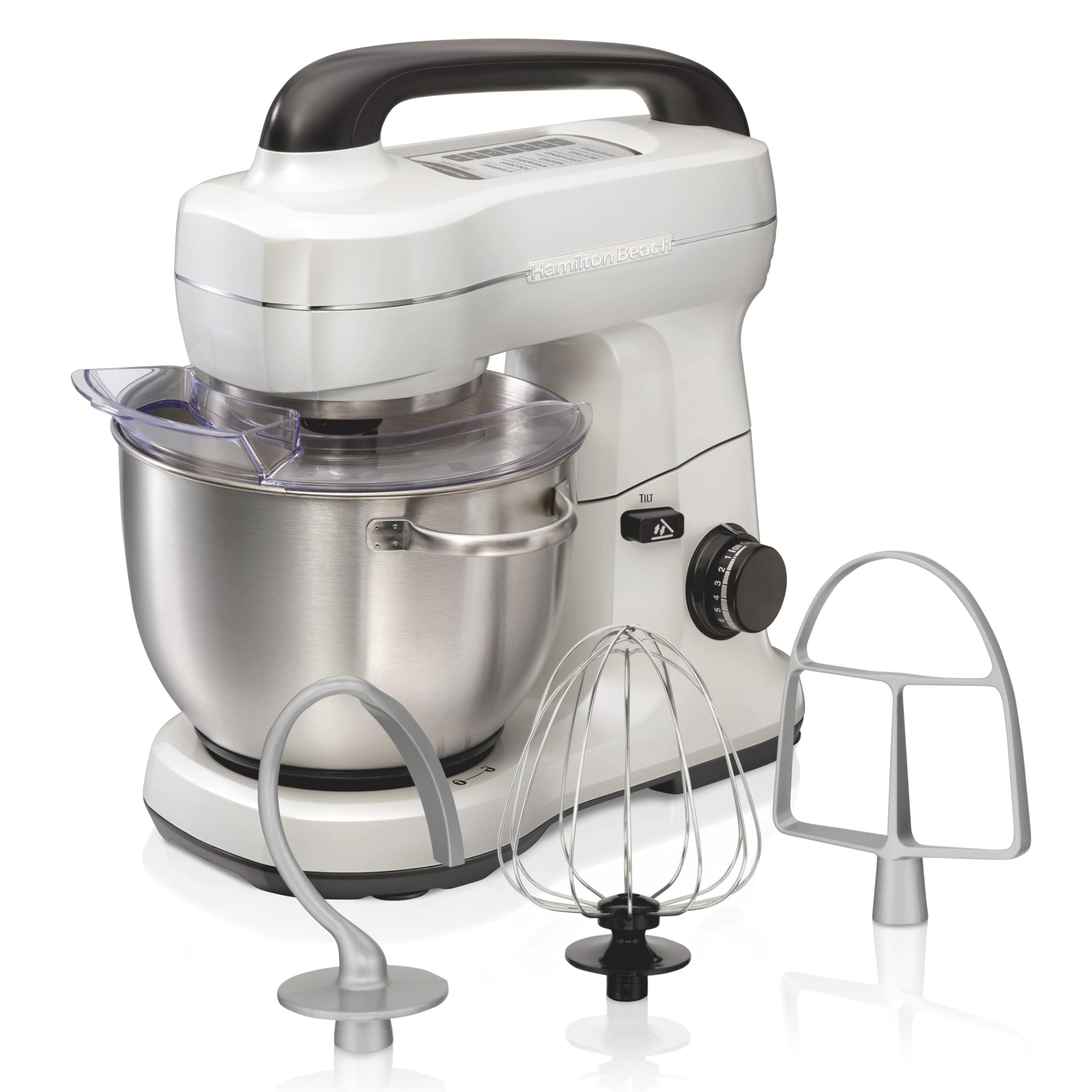 Hamilton Beach Electric Stand Mixer, 4 Quarts, Dough Hook, Flat Beater ...
