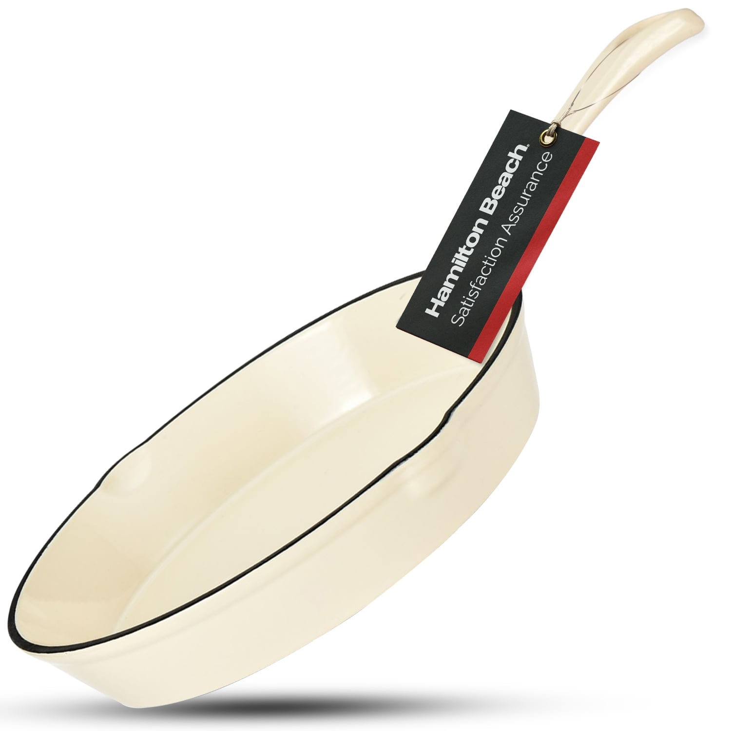 Hamilton Beach Enameled Cast Iron Fry Pan 10-Inch Cream, Cream Enamel ...