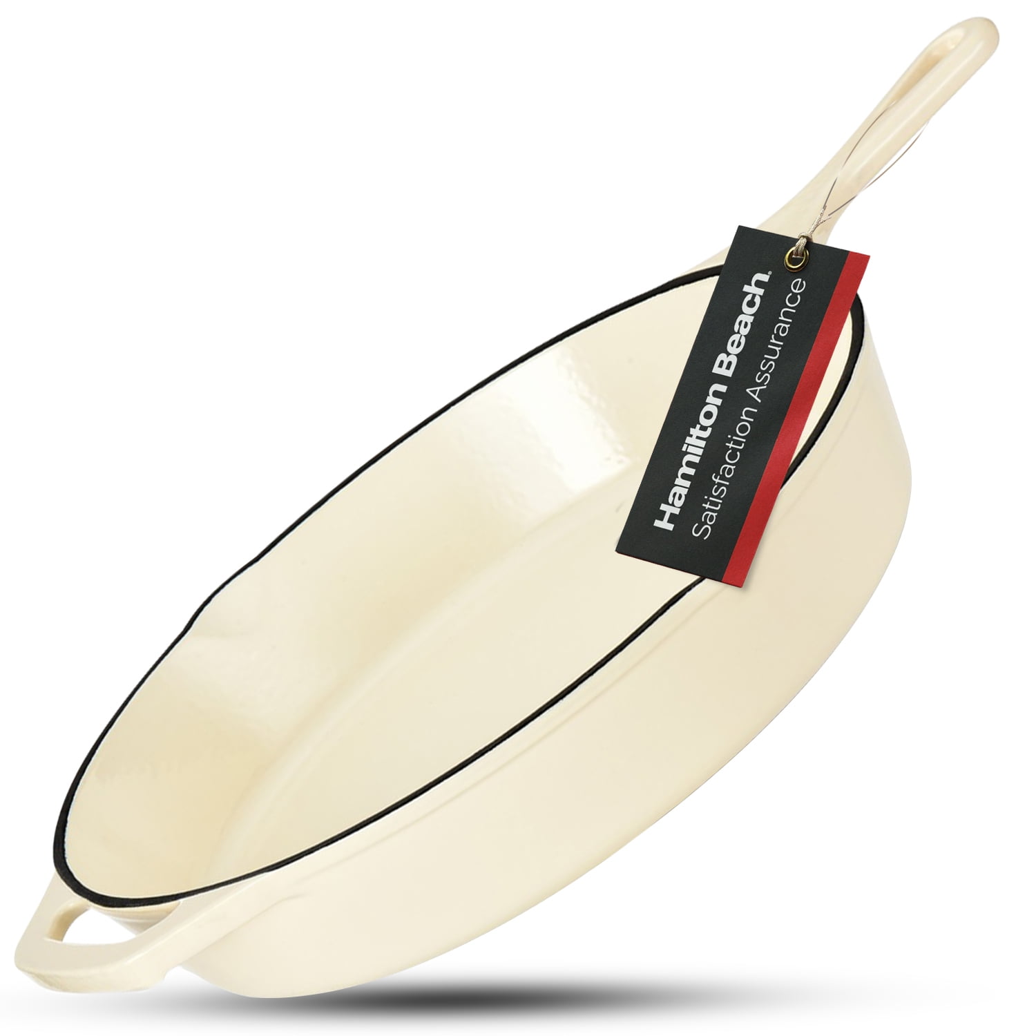 Hamilton Beach Enameled Cast Iron Fry Pan 12-Inch, Cream Enamel coating ...