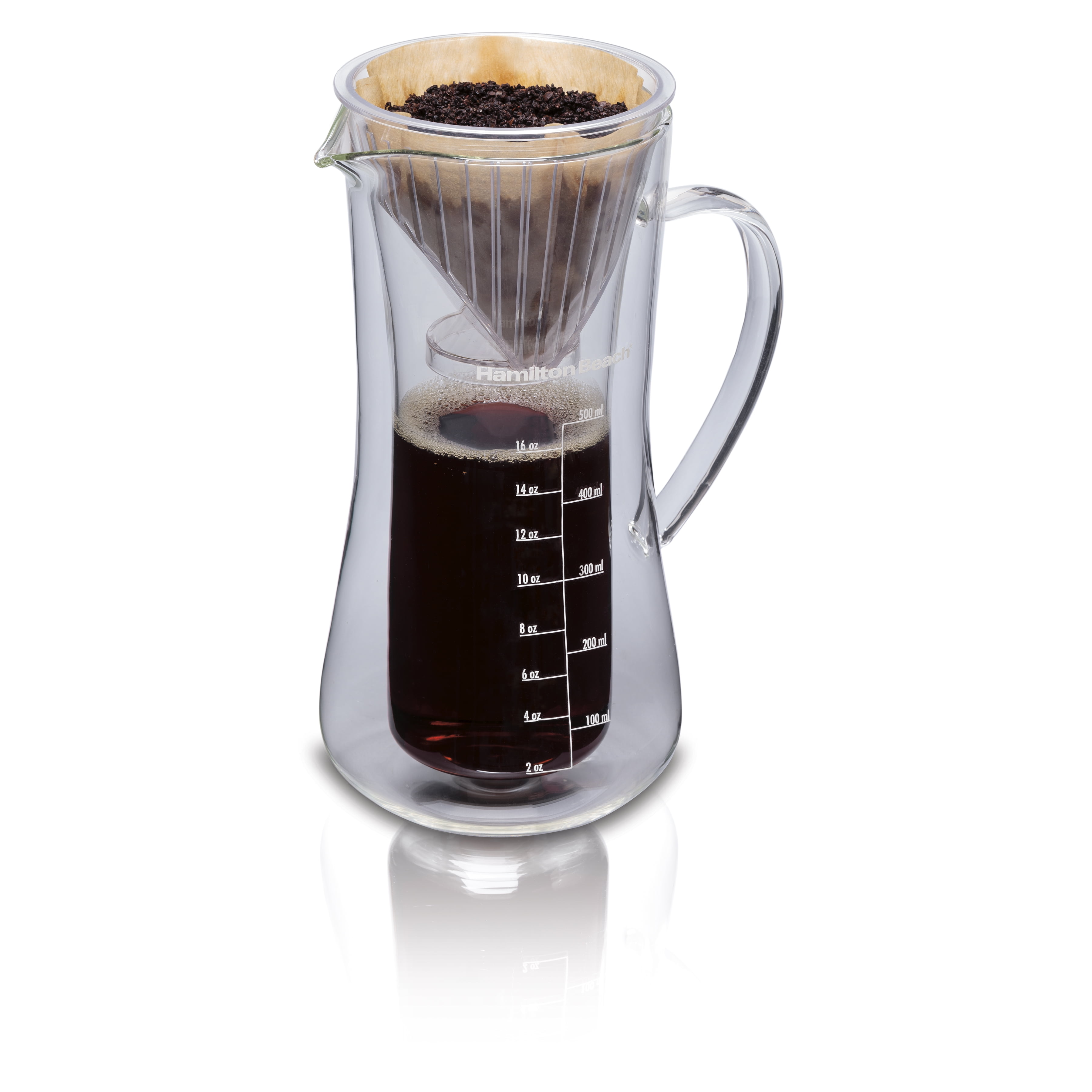 Hamilton Beach Pour Over Coffee Maker, 17 Ounce Double-Wall Glass ...