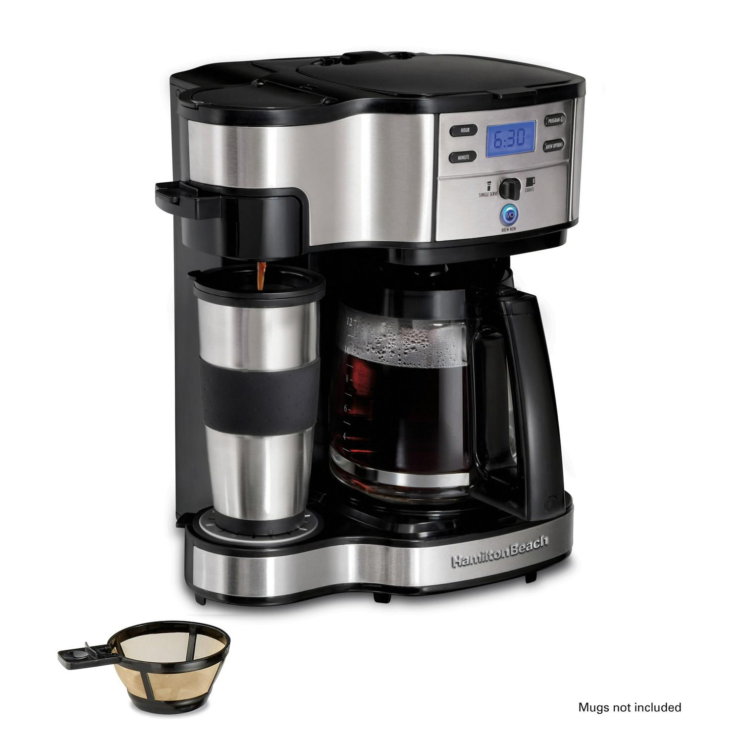 Hamilton Beach 2-Way Coffee Maker, Single-Serve or 12 Cups, Glass ...