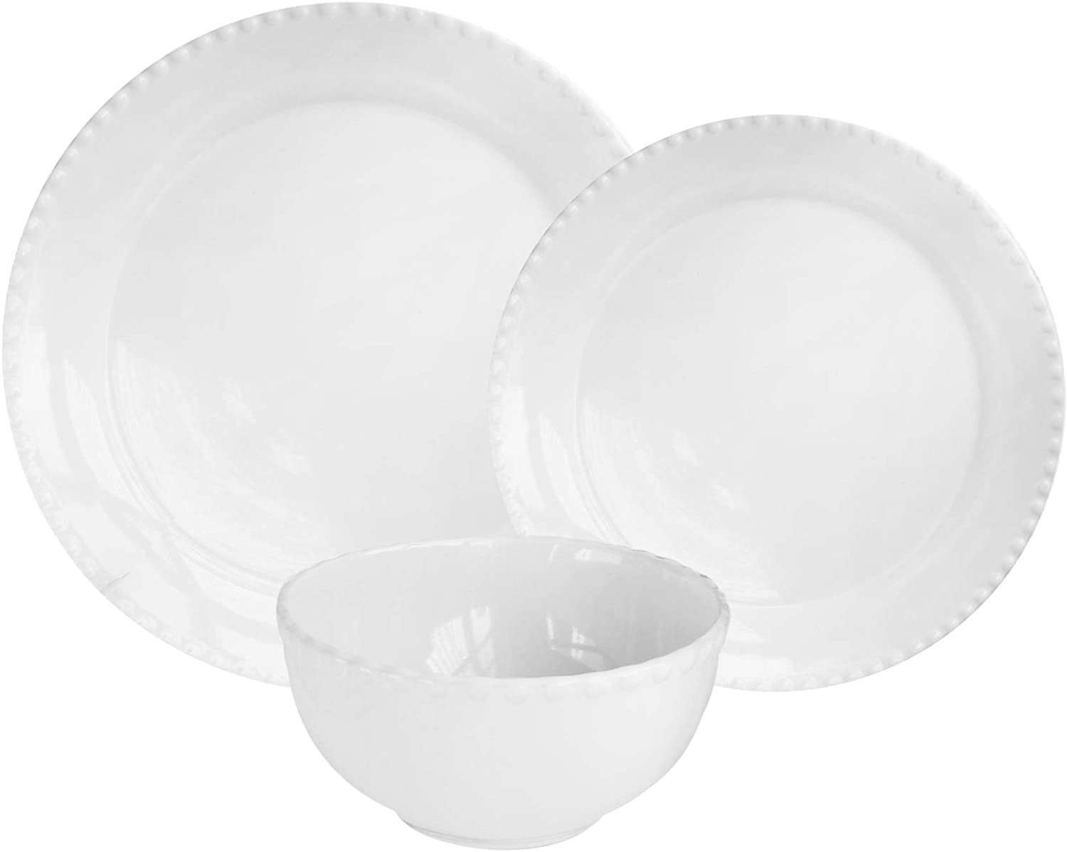 Hamilton Beaded Casual Round Dinnerware Set – 12-Piece Stoneware Dinner ...