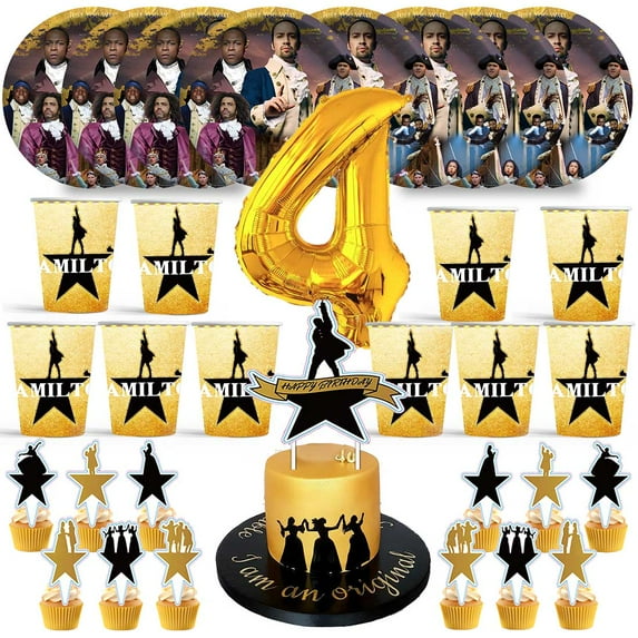 Hamilton Birthday 4th Cups Party Supplies Plates Fans Decorations Cake ...