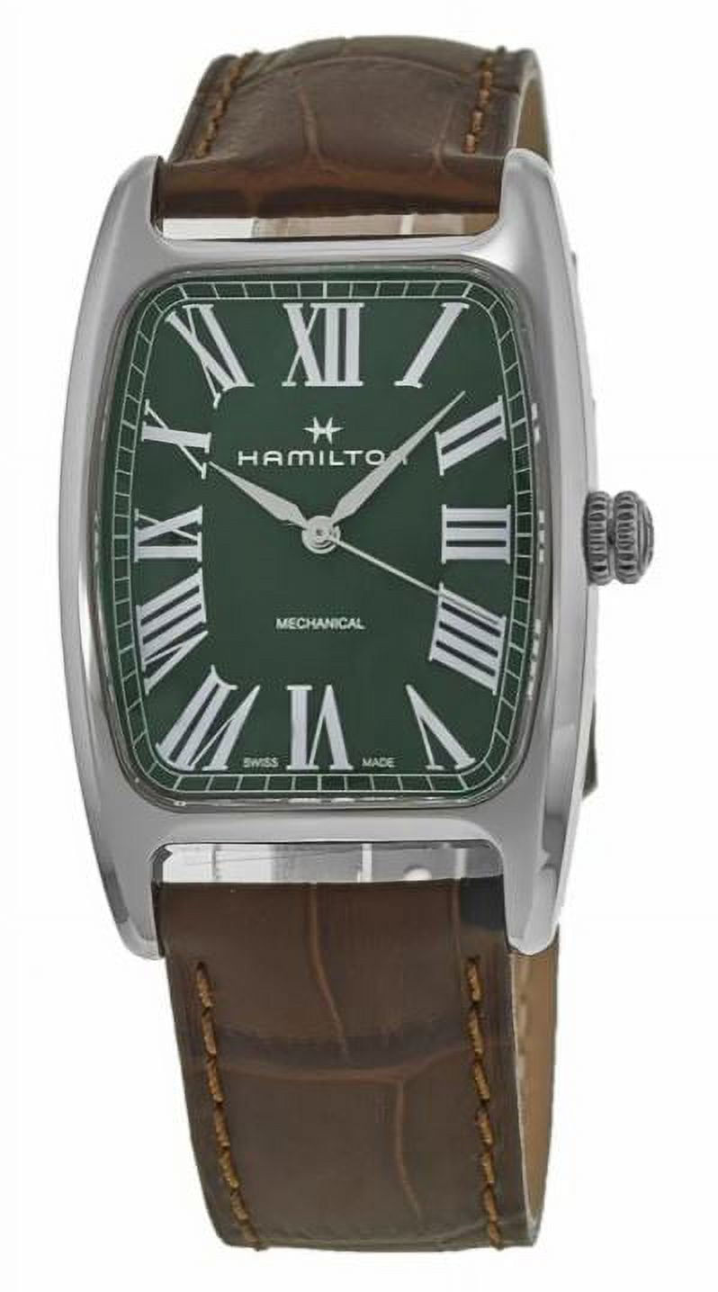 Hamilton Boulton H13519561 Men's Watch, Green Dial, Brown Leather Strap ...
