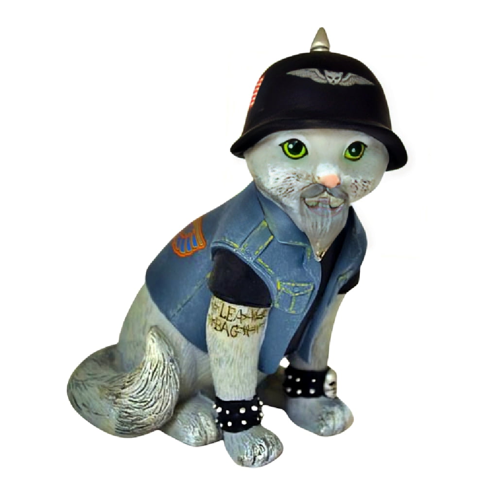 The Hamilton Collection Live Fur-ee and Ride Hard Biker Cat Figurine ...