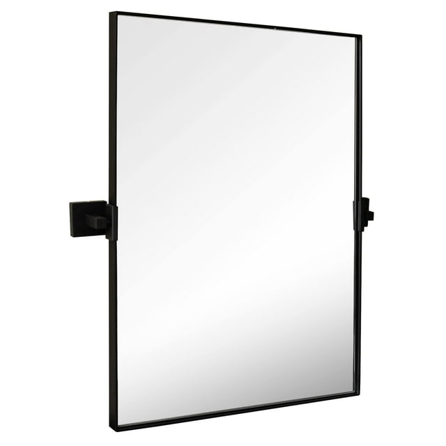 "Hamilton Hills 16x24" Black Metal Framed Pivot Mirror | Beveled Frame ...