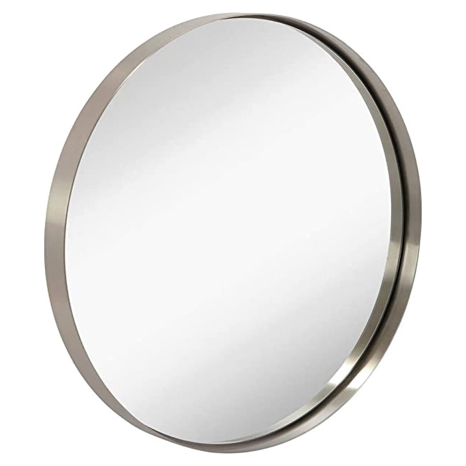 Hamilton Hills 24" Silver Circle Deep Set Metal Round Frame Mirror ...