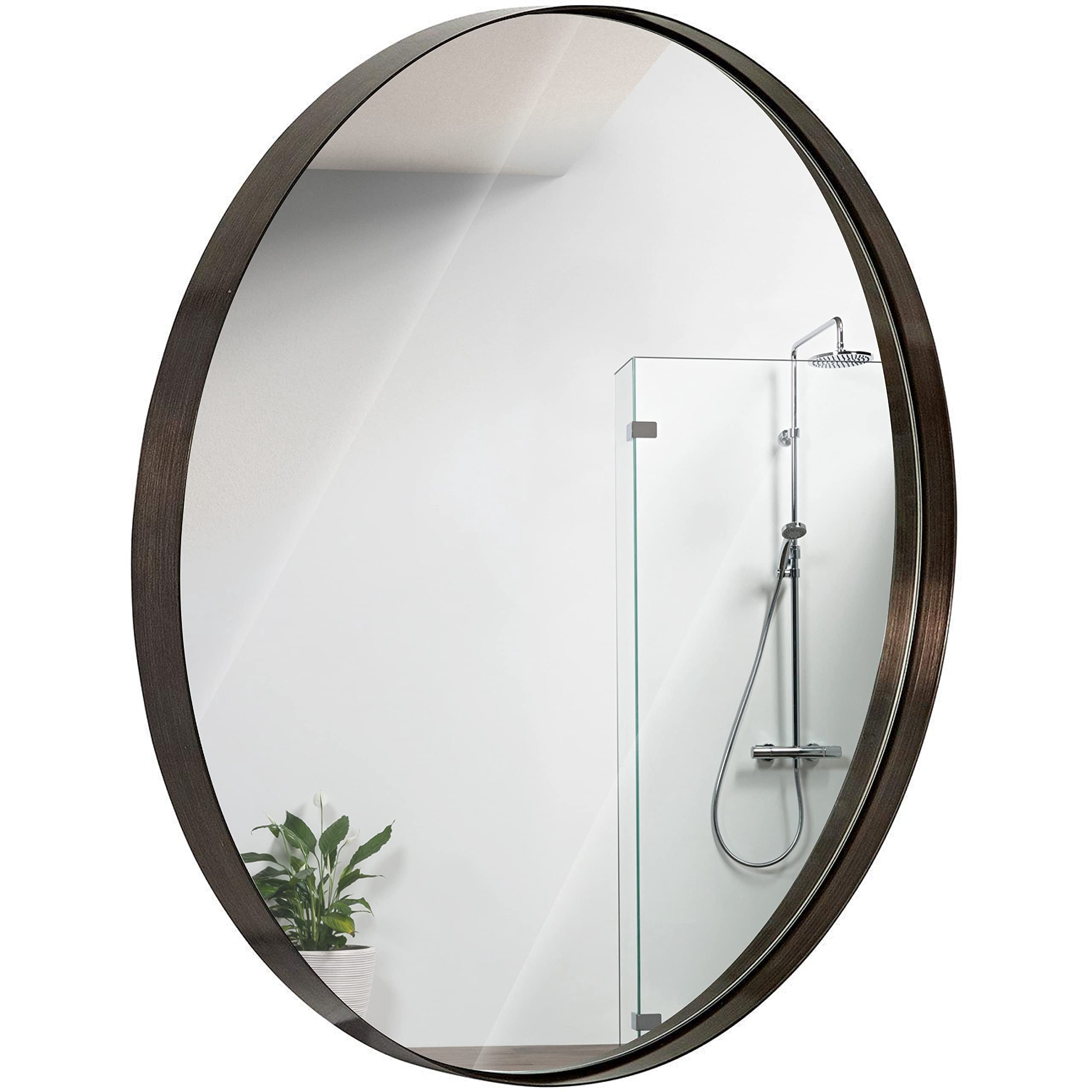 Hamilton Hills Contemporary Brushed Metal Black Wall Mirror Glass Panel ...