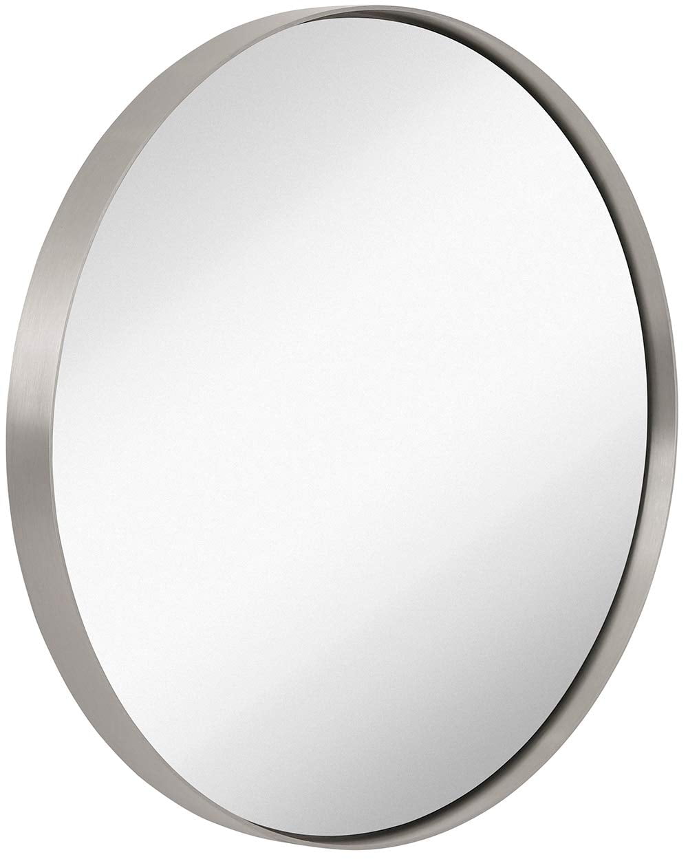 Hamilton Hills Contemporary Brushed Metal Silver Wall Mirror | Glass ...
