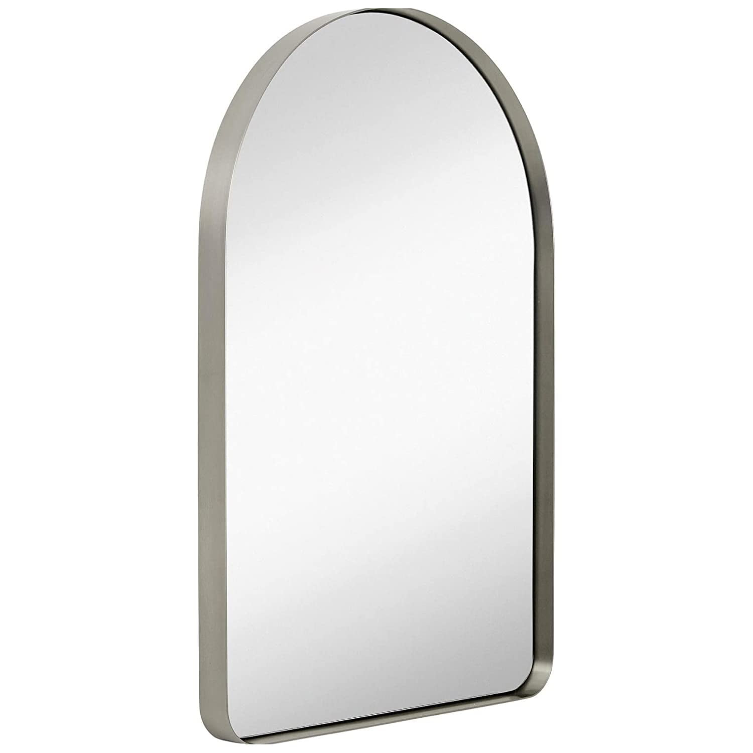 Hamilton Hills Contemporary Brushed Silver Metal Wall Mirror | Glass ...