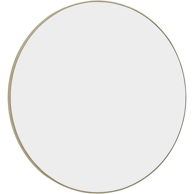 Hamilton Hills Contemporary Thin Natural Wood Edge Circular Wall Mirror ...