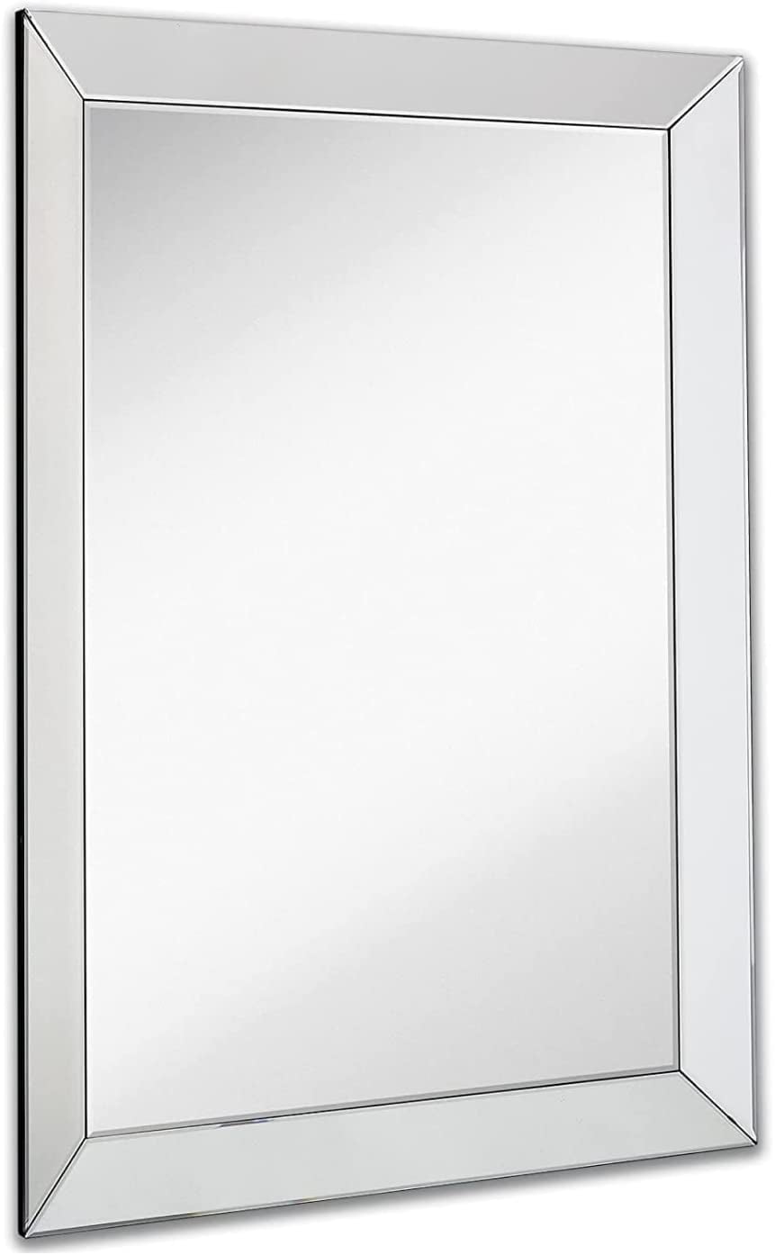Hamilton Hills Large Silver Mirror with Angled Beveled Frame - 30 x 40 ...