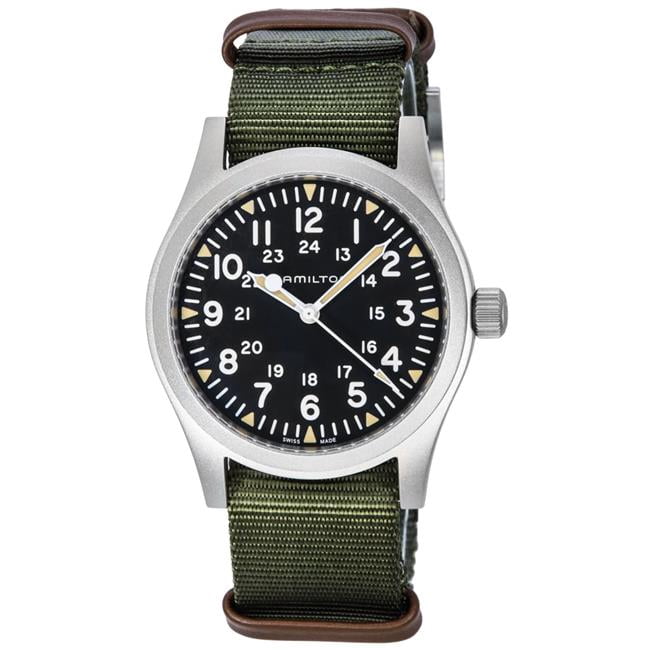 Hamilton H69529933 Mens Khaki Field Nylon Strap Black Dial Mechanical ...