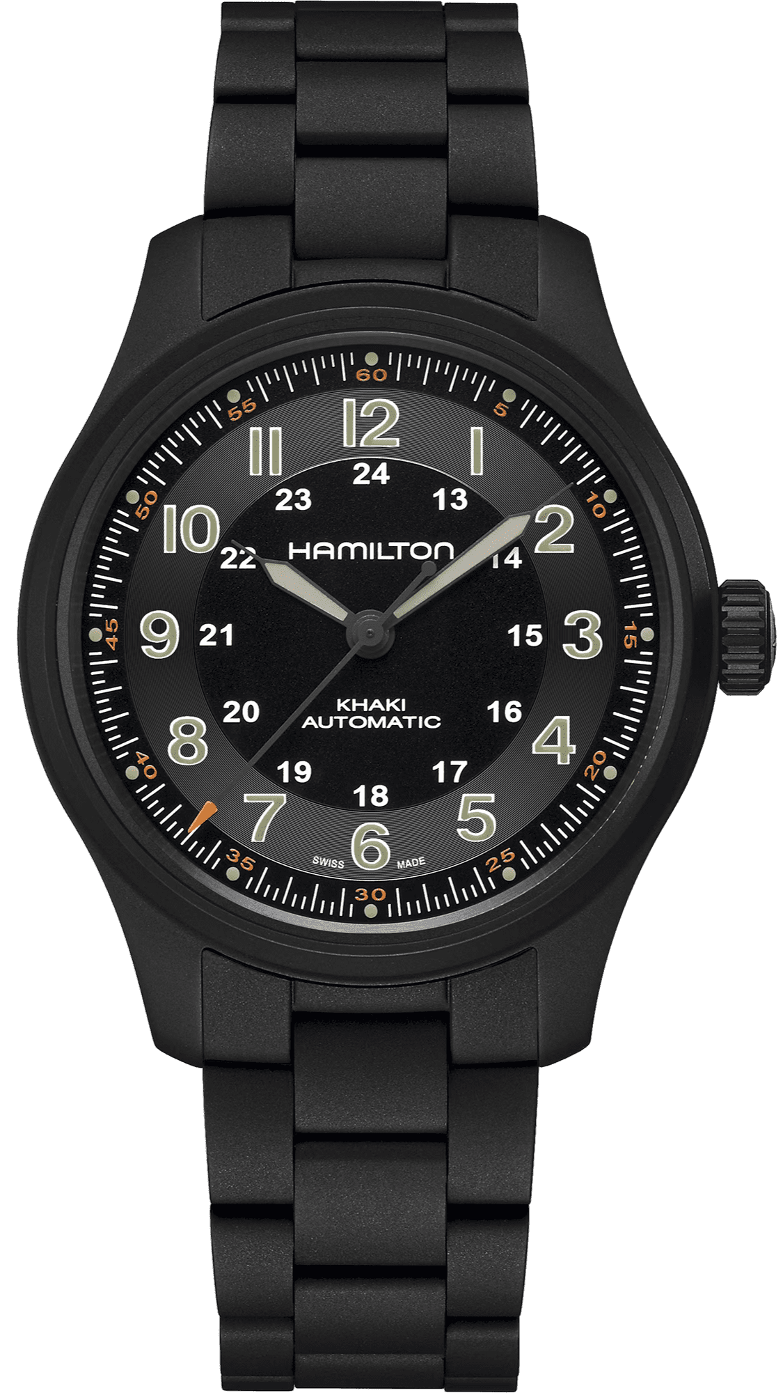 Hamilton Khaki Field Titanium Auto Black Dial Titanium Men's Watch ...