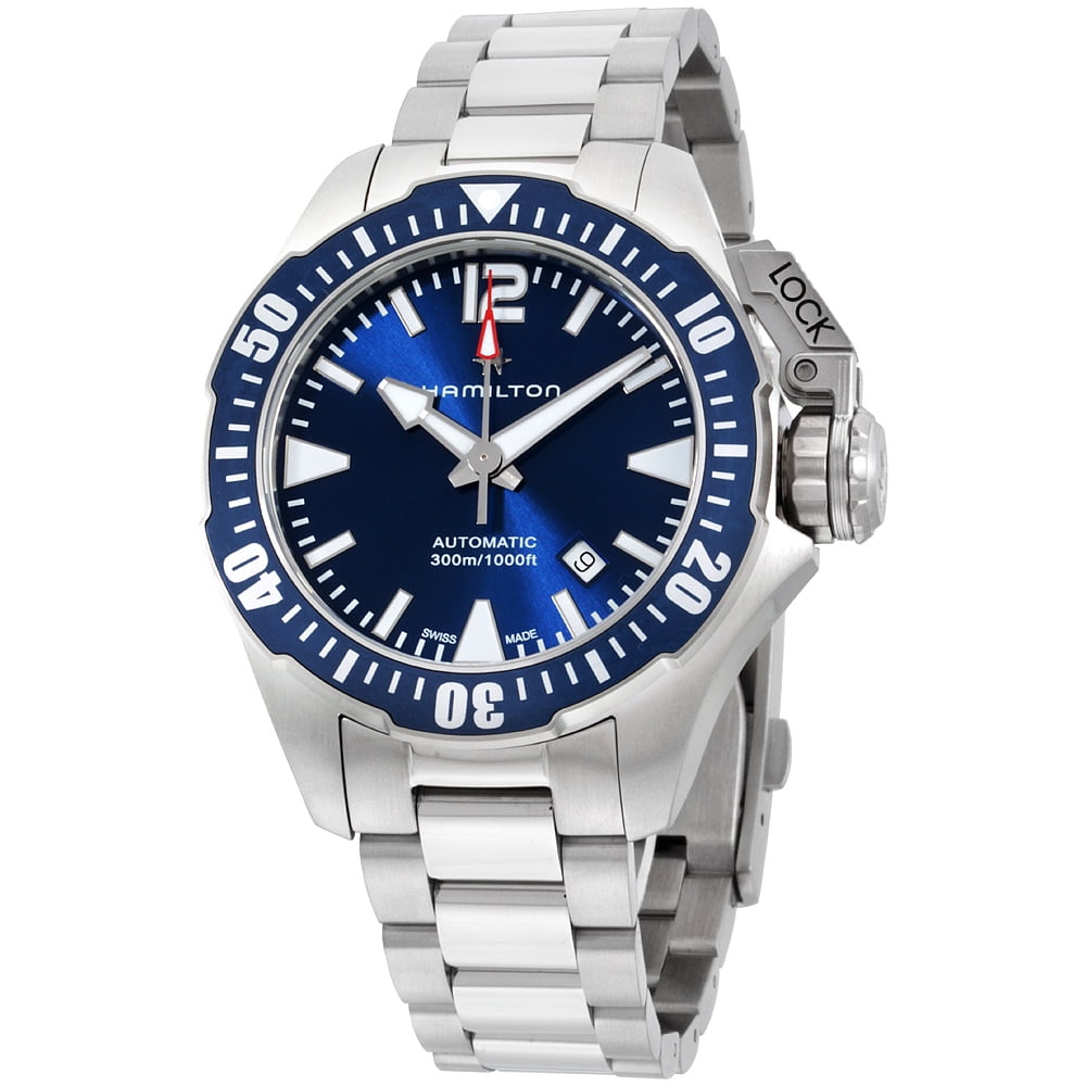 Hamilton Khaki Navy Frogman Automatic Blue Dial Mens Watch H77705145 ...