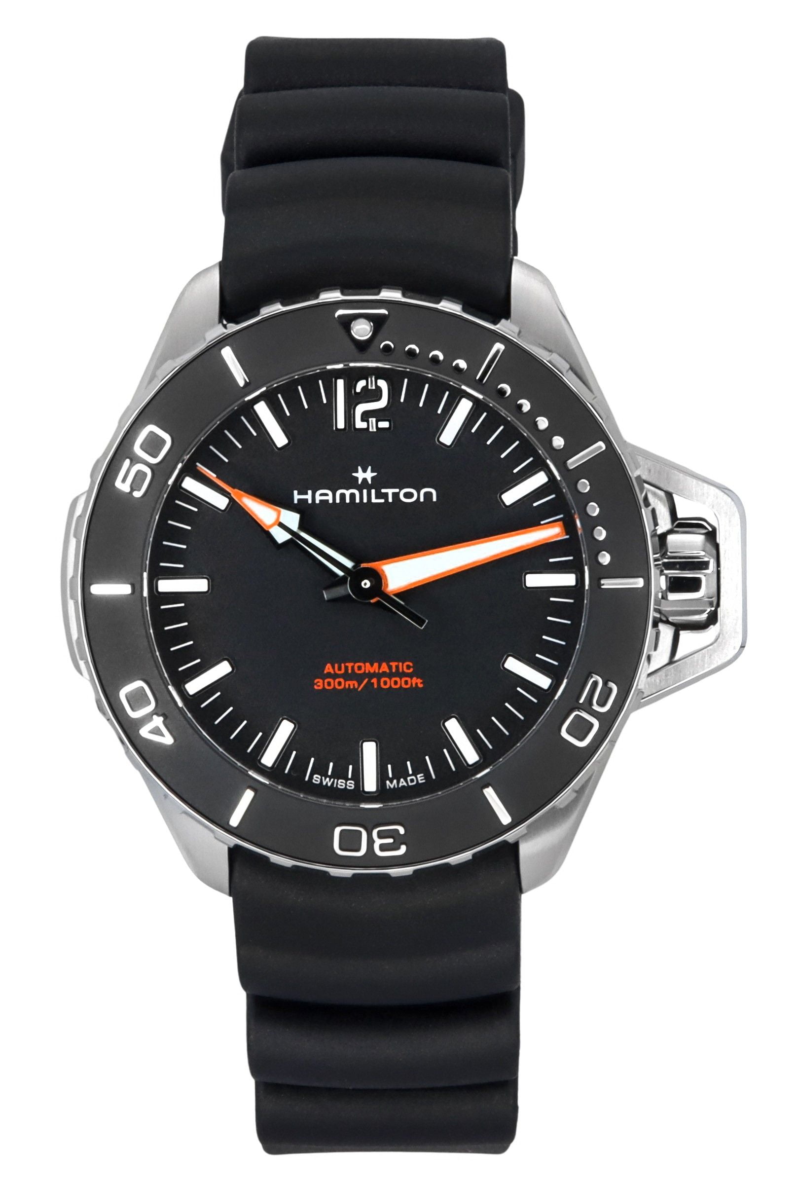 Hamilton Khaki Navy Frogman Rubber Strap Black Dial Automatic Diver's ...