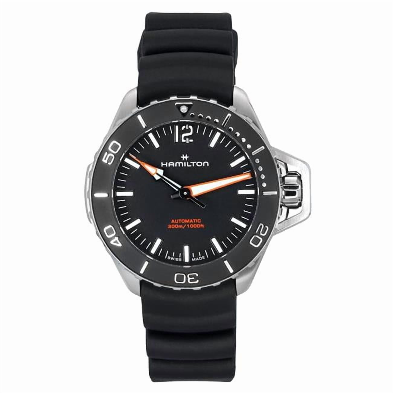 Hamilton H77455330 41 x 13.90 mm Khaki Navy Frogman Rubber Strap Black ...