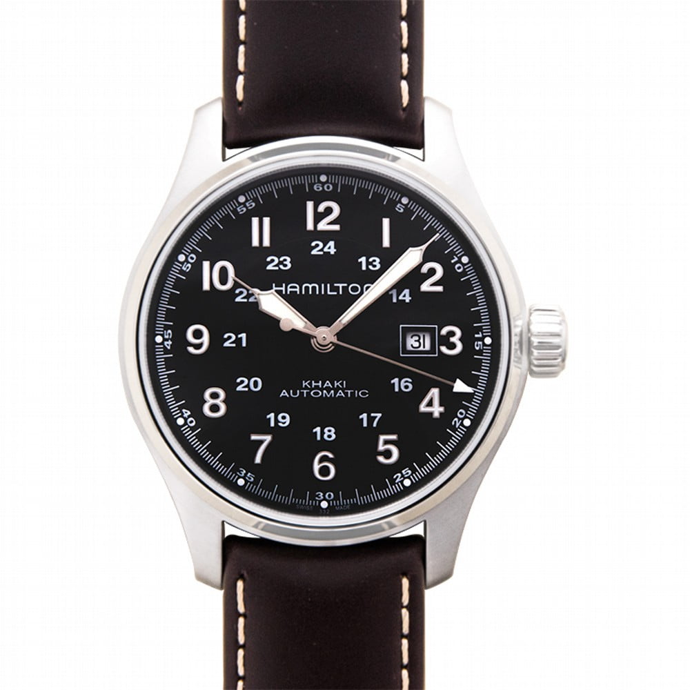 Hamilton Khaki Officers Black Dial Automatic Mens Watch H70625533 ...