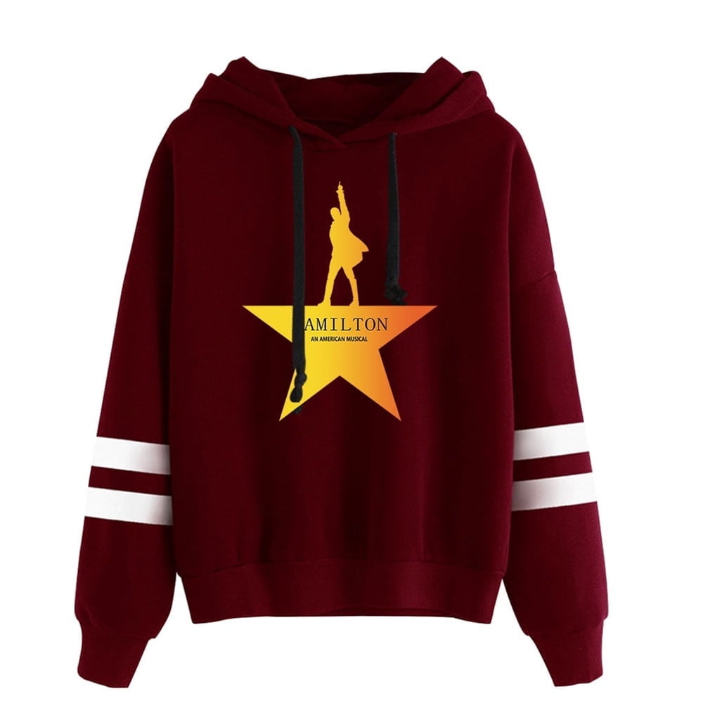 Hamilton Merch American Musical Hoodie Unisex Pocketless Double-Stripe ...