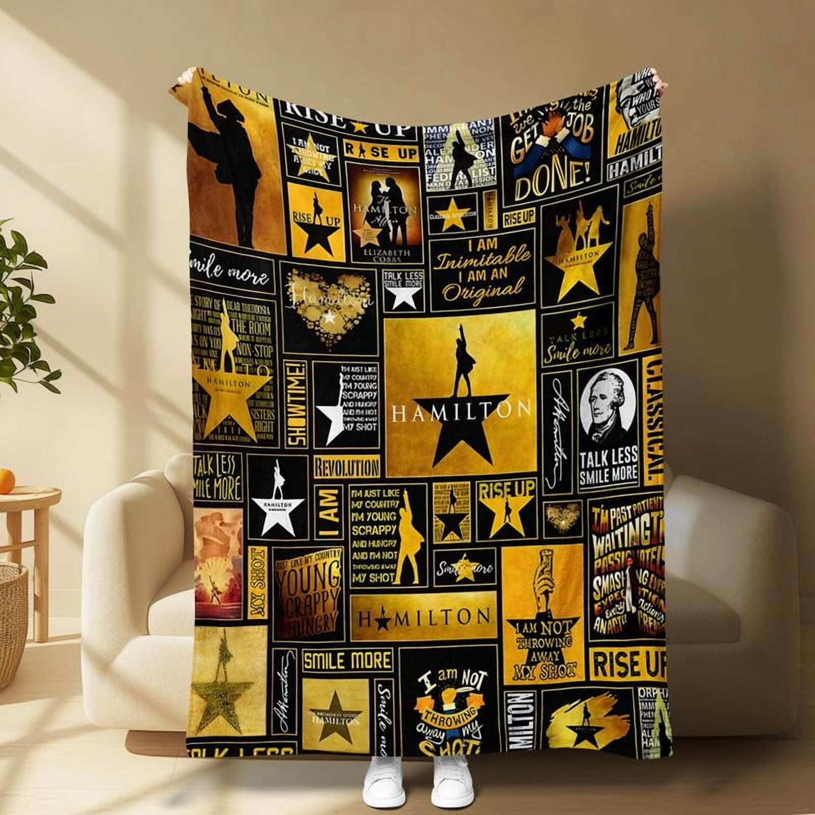Hamilton Musical Fan Soft Flannel Blanket, Classic Quotes & Silhouettes ...