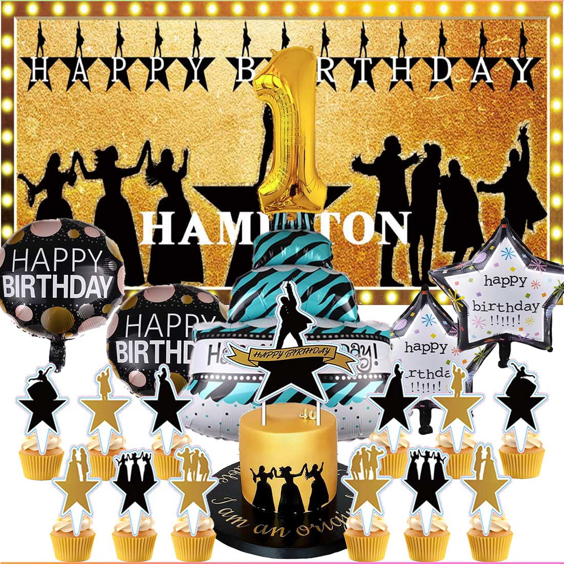 Hamilton Party Supplies Decor 1st Kit Balloons Birthday Cake Topper ...