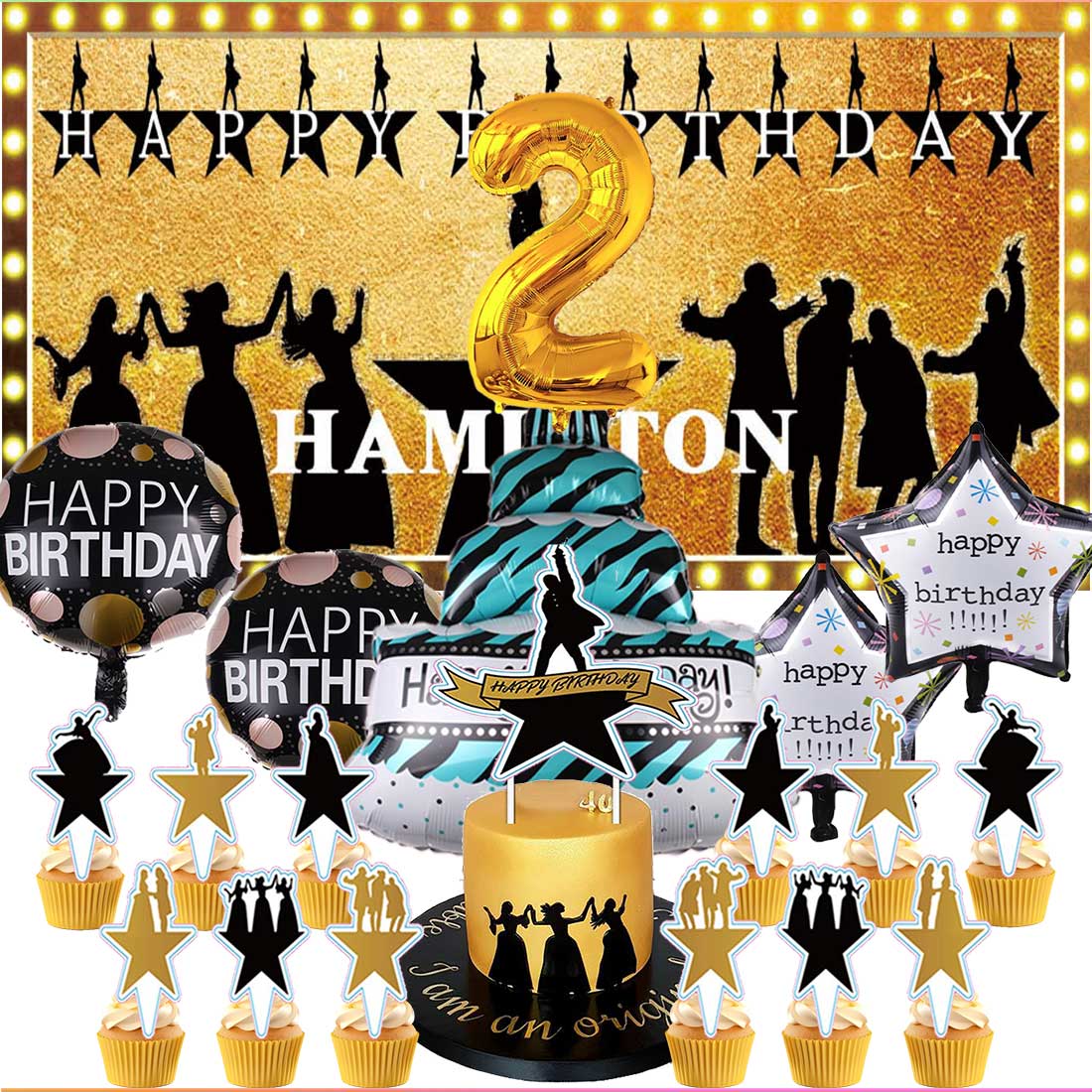 Hamilton Party Supplies Decor 2nd Kit Balloons Birthday Cake Topper ...