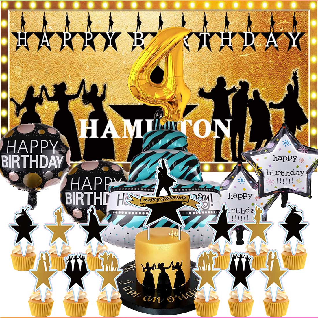 Hamilton Party Supplies Decor 4th Kit Balloons Birthday Cake Topper ...