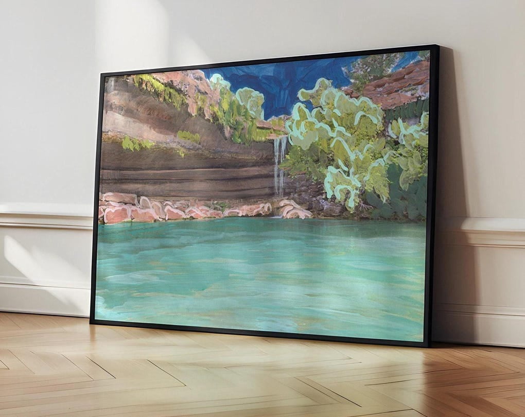 Hamilton Pool Art Print Austin Wall Decor Texas Hill Country Painting ...