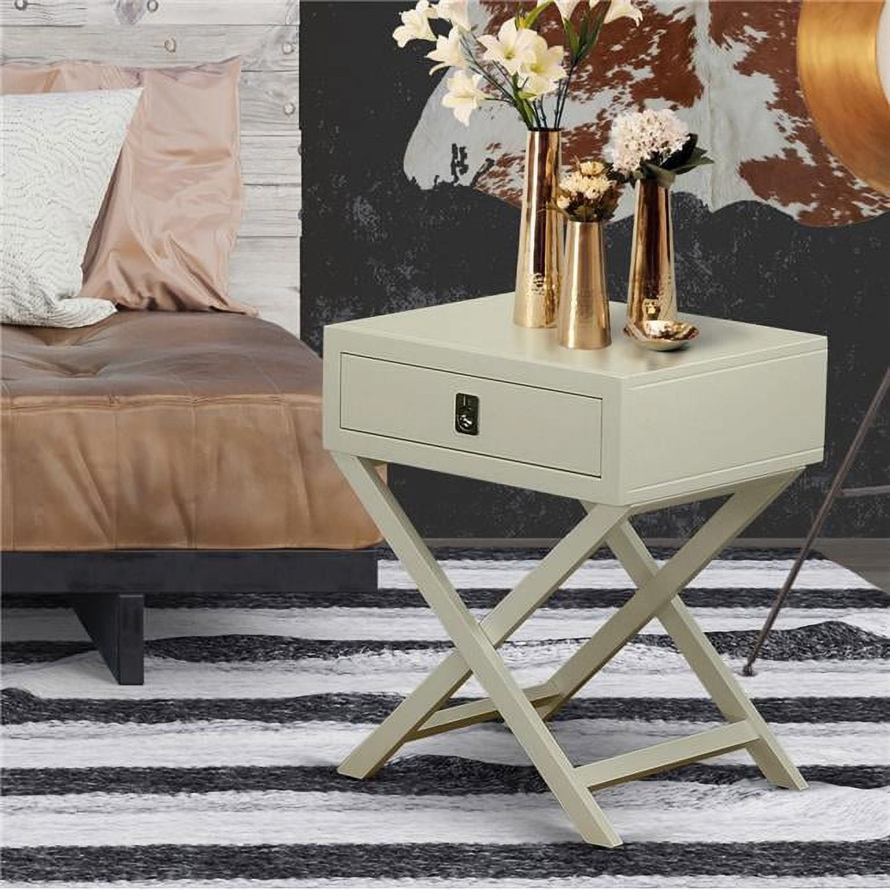 Hamilton Square Night Stand End Table with Drawer - Urban Gray ...