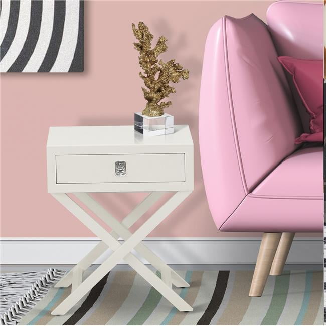 GSI Homestyles Hamilton Square Nightstand, White, Wooden End Table with ...