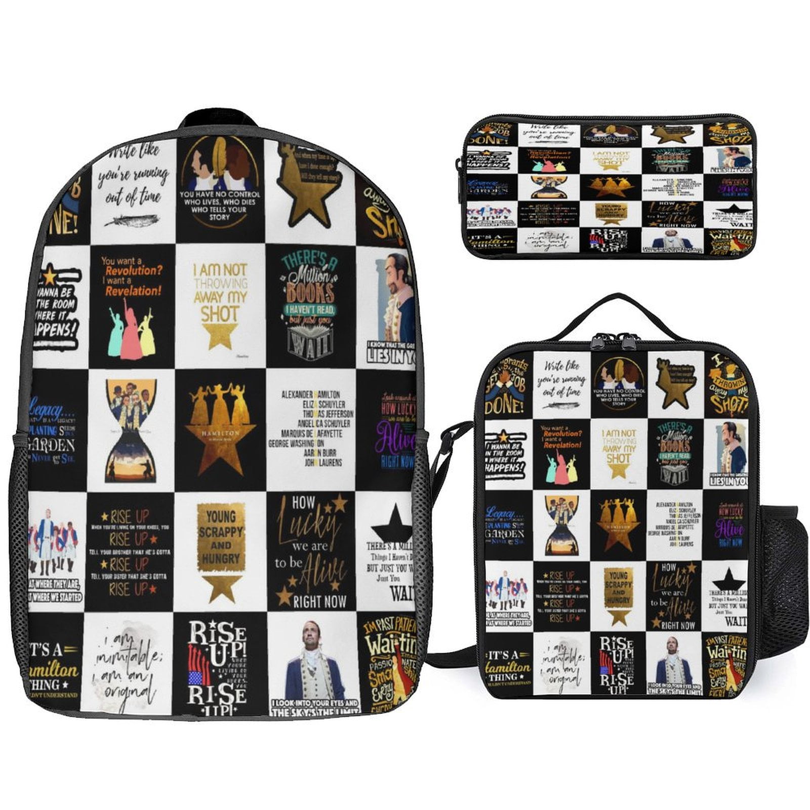 Hamilton The Musical Backpack 3 Piece Set Laptop Work Backpack Lunch ...