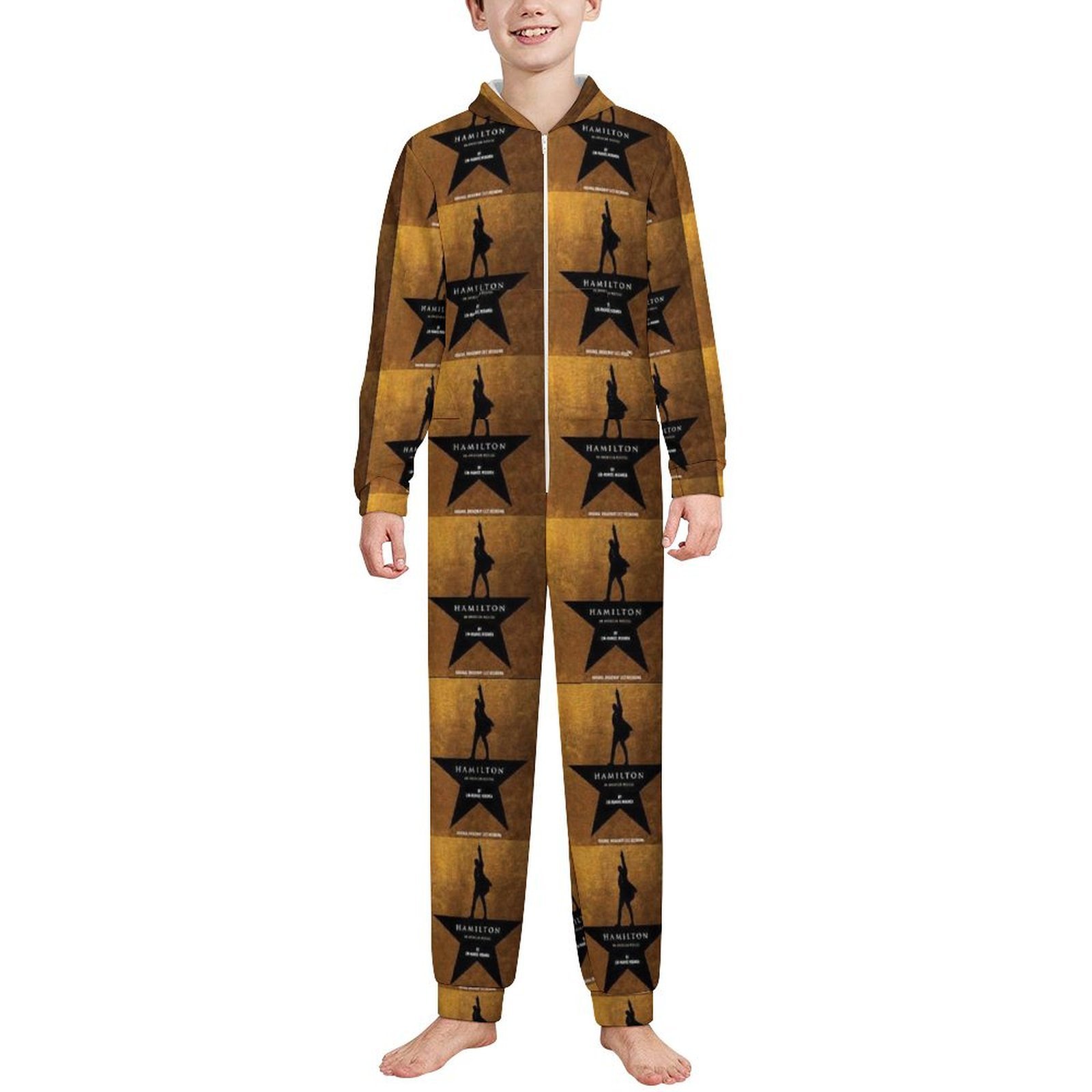 Hamilton The Musical Kids Hooded Union Suit One Piece Pajama Outfit ...